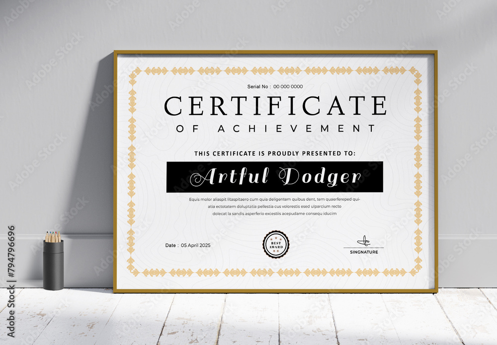 Certificate Template Layout Stock Template | Adobe Stock