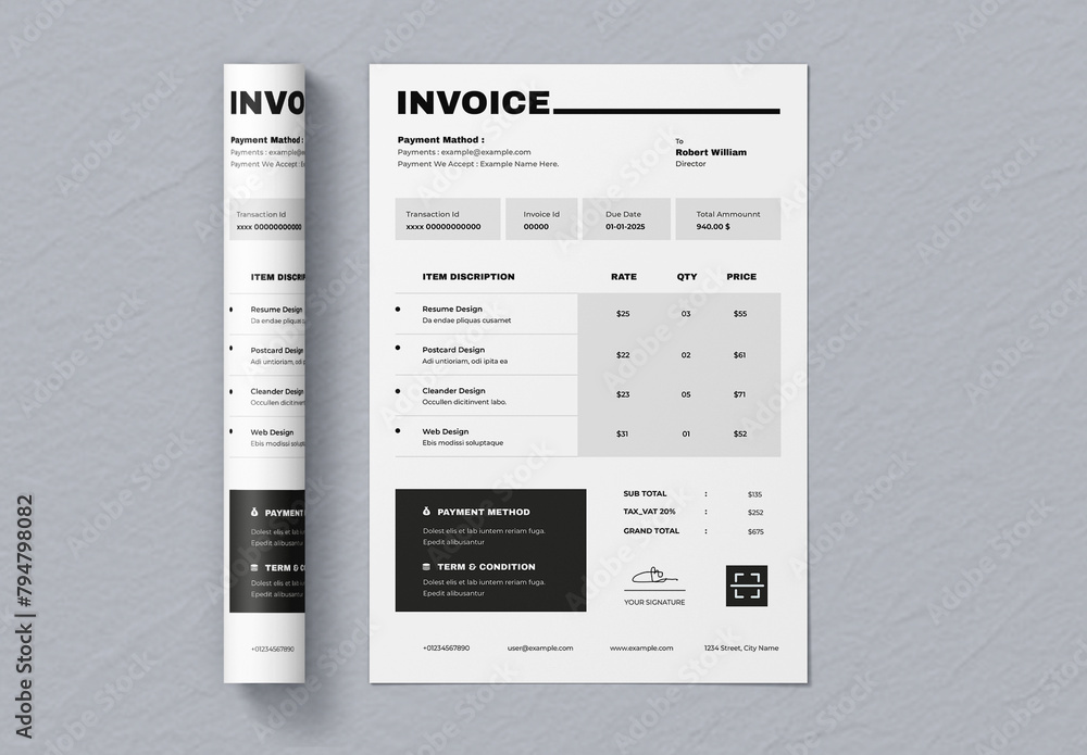 Invoice Template Stock Template | Adobe Stock