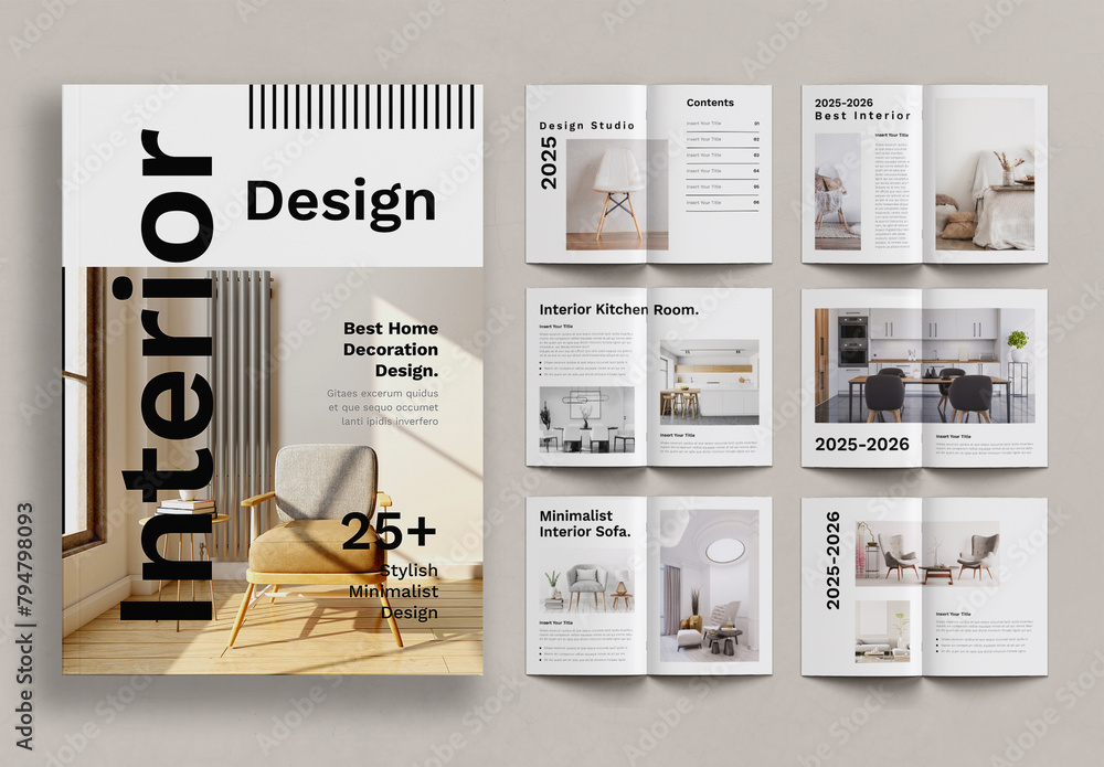 Interior Design Layout Brochure Stock Template | Adobe Stock