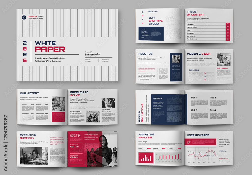 White Paper Landscape Layout Stock Template | Adobe Stock