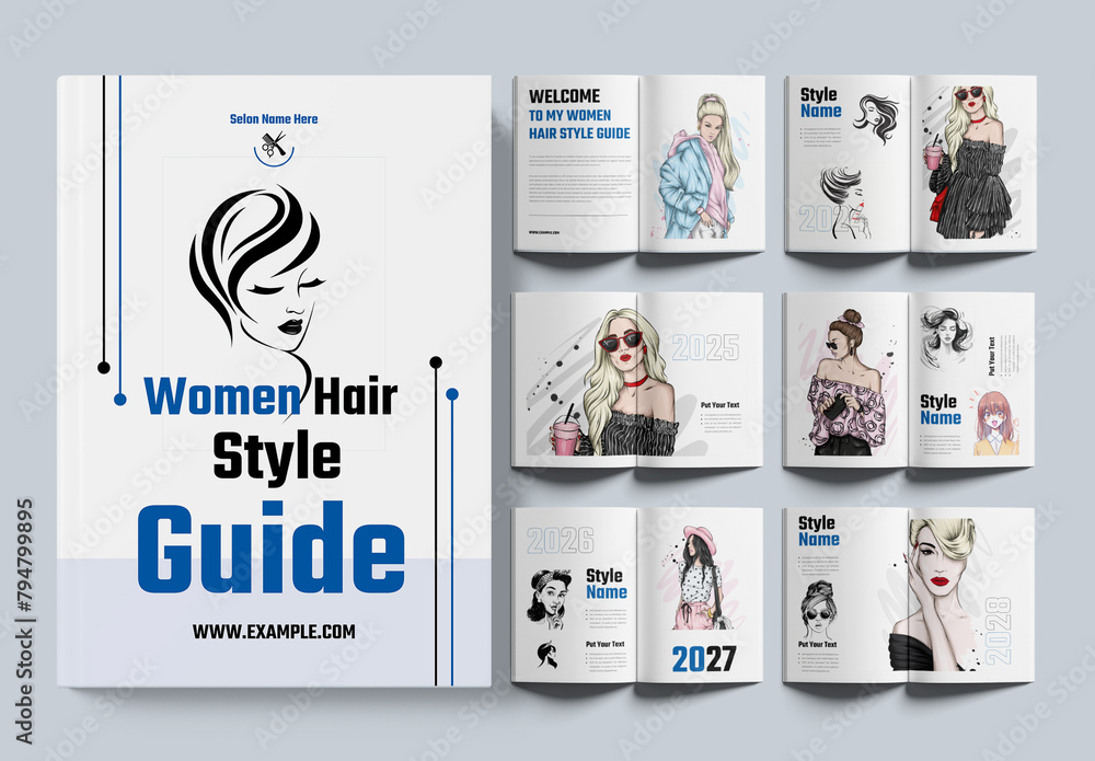 Women Hair Style Guide Layout Stock Template | Adobe Stock