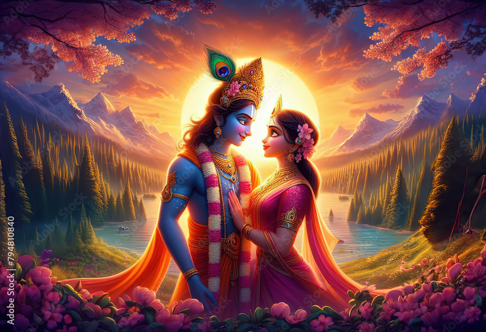 Divine love story of Hindu gods Radha and Krishna, Radha Krishna ...