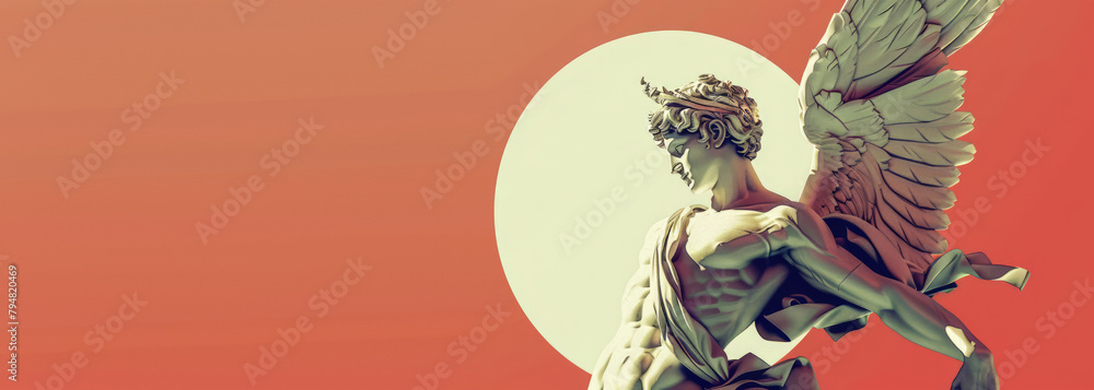 Eros the Ancient Greek god of love and sex banner with Copy space. His ...