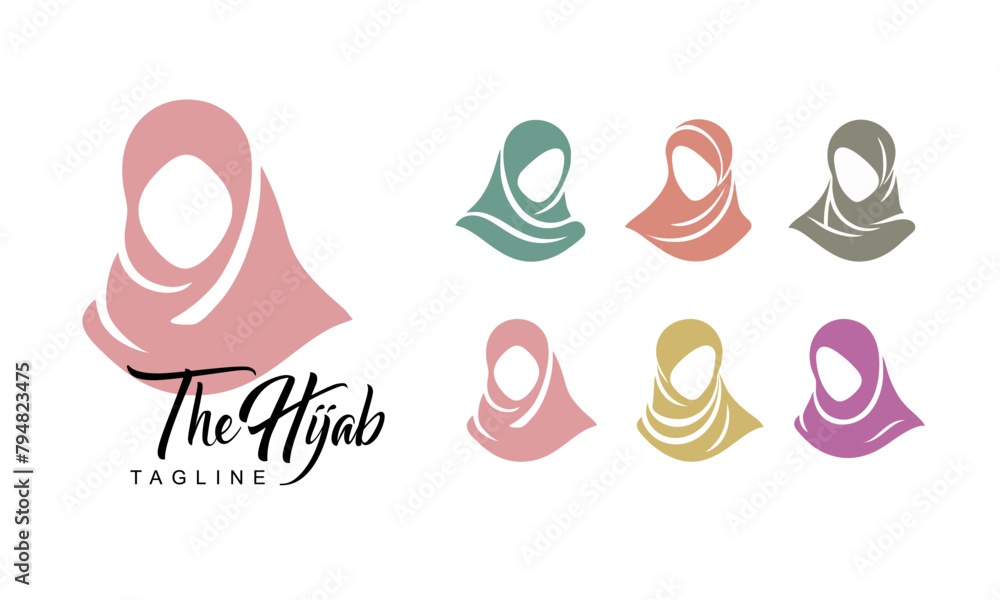 Collection of Muslim women's hijab logos, set of Islamic fashion logos ...