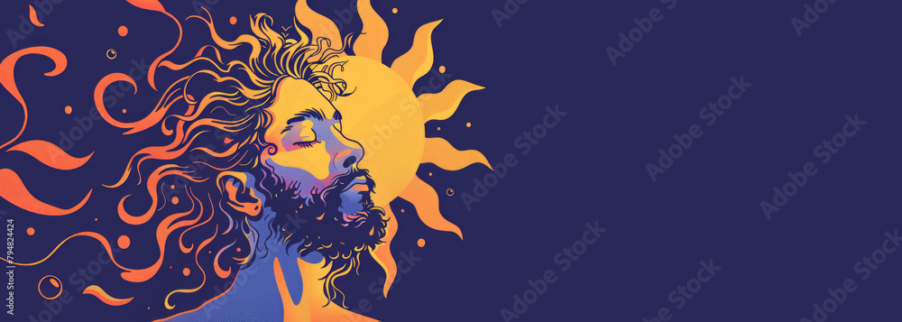 Helios Helius ancient Greek religion and mythology banner with Copy ...