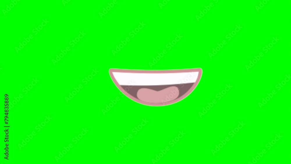 Cartoon talking simply mouth or funny face for side green screen insert ...