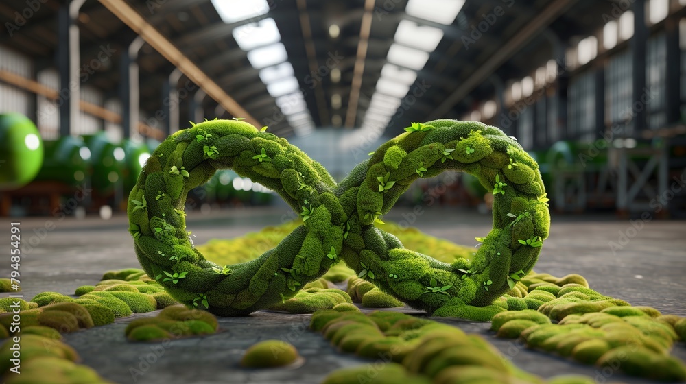 An industrial infinity symbol representing continuous manufacturing ...