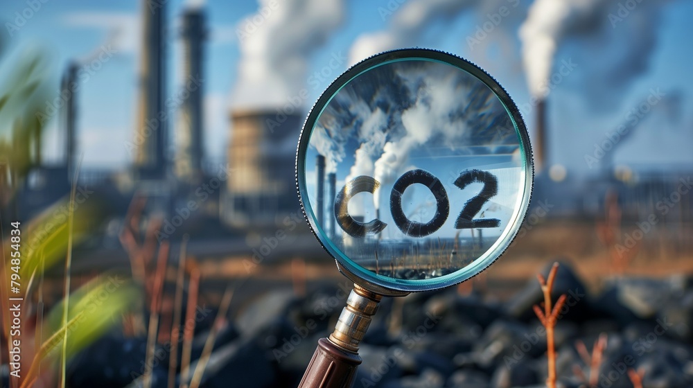 An image depicting the concept of CO2 emissions and carbon footprint ...