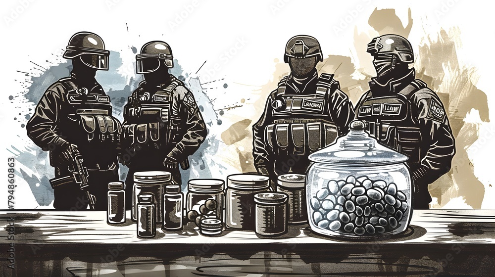 Law Enforcement Officers Tackling Drug Trafficking and Illicit Drug ...