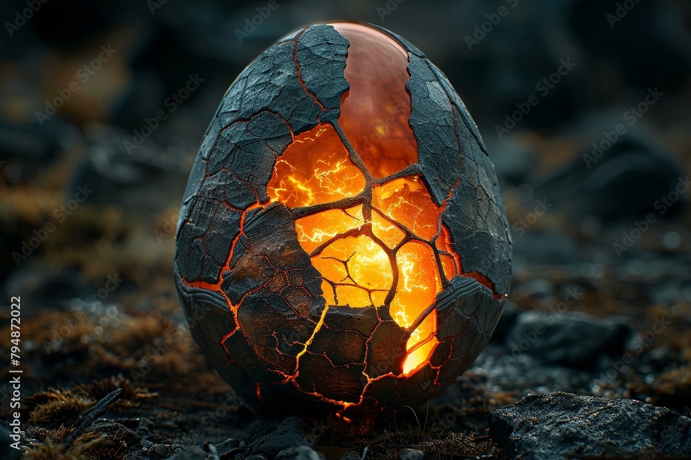 Phoenix Eggs Crackle, rebirths cusp, shell fissures glowing with ...