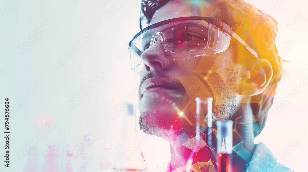 Portrait of a man scientist with copy space, male chemist letting see ...