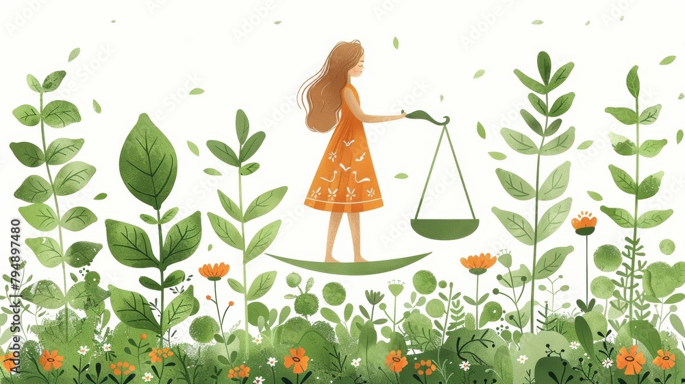 Modern illustration of a woman who must choose between career or ... Modern illustration of a woman who must choose between career or ...
