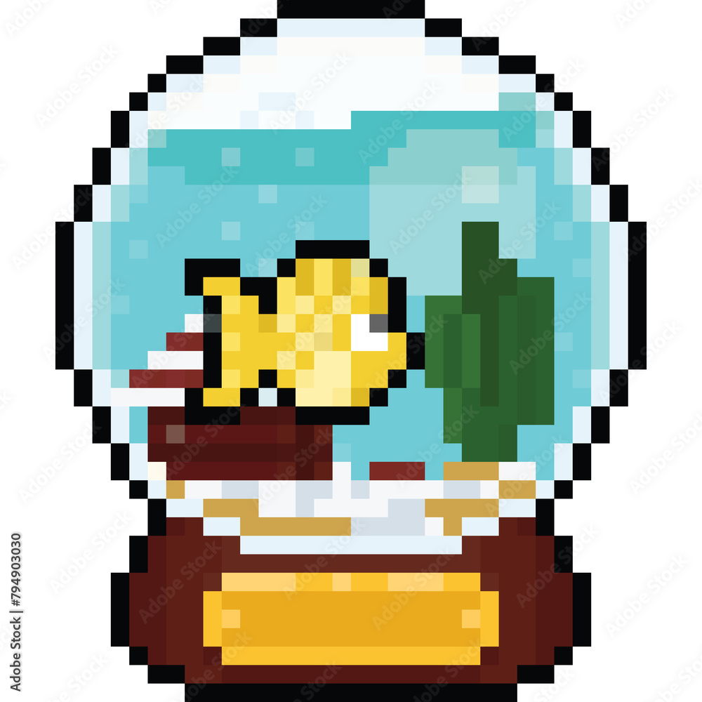 Pixel art gold fish cartoon in the crystal ball Stock Illustration ...