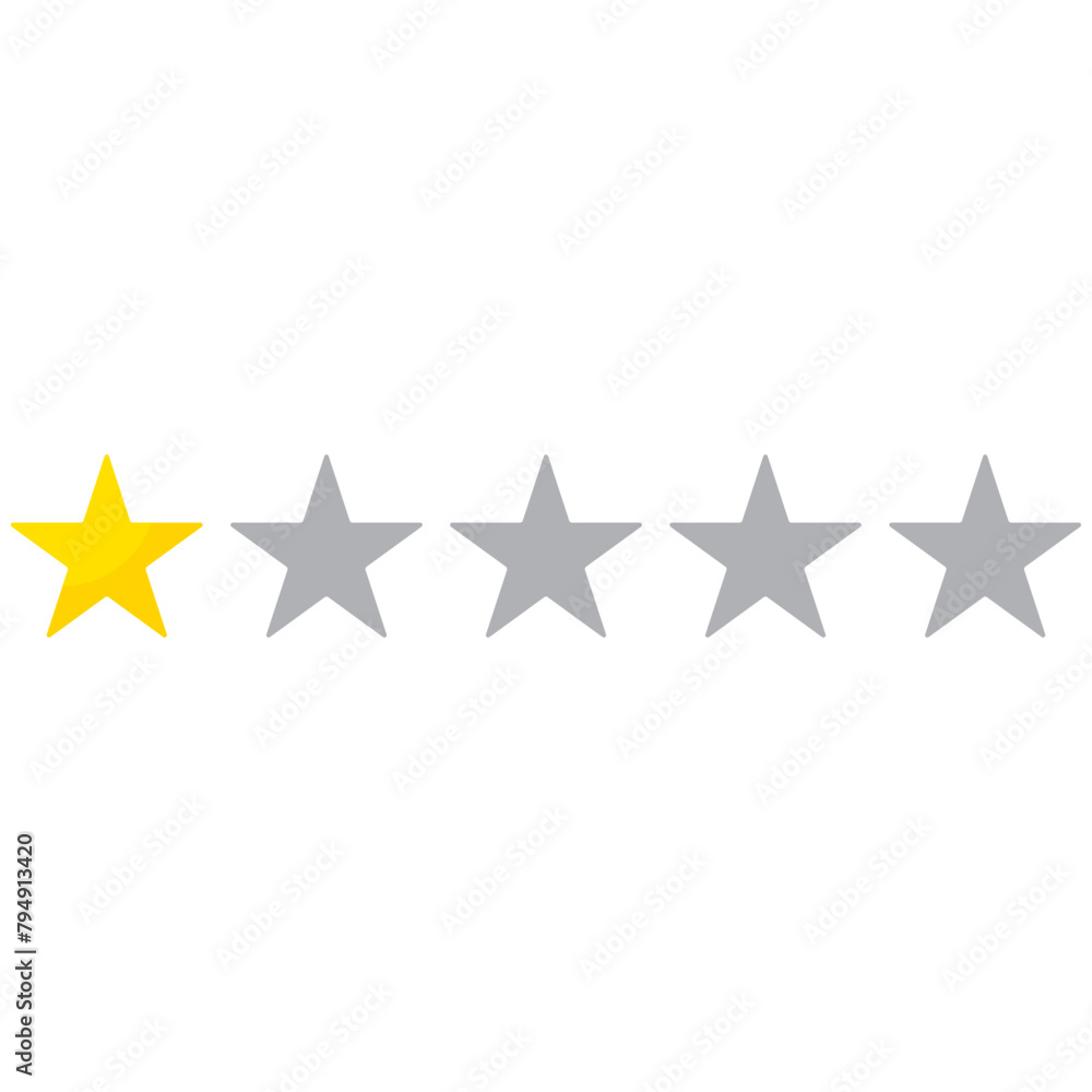 Golden 1 star rating icon, simple graphic classify low quality review ...