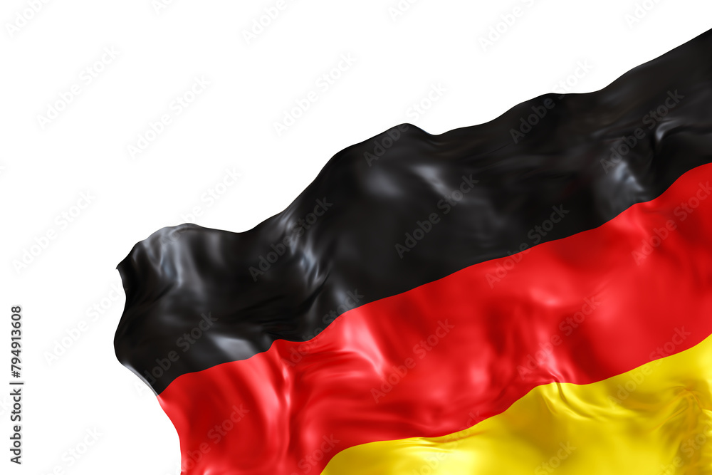 Realistic flag of Germany with folds, on transparent background. Footer ...