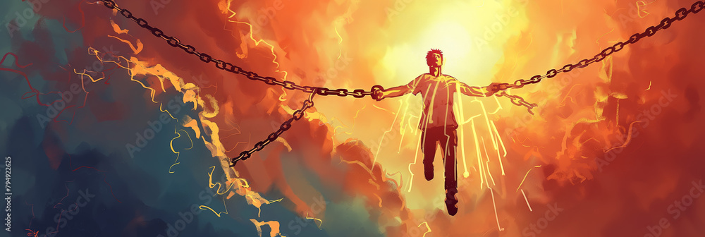 Artistic depiction of a silhouette person with outstretched arms ...