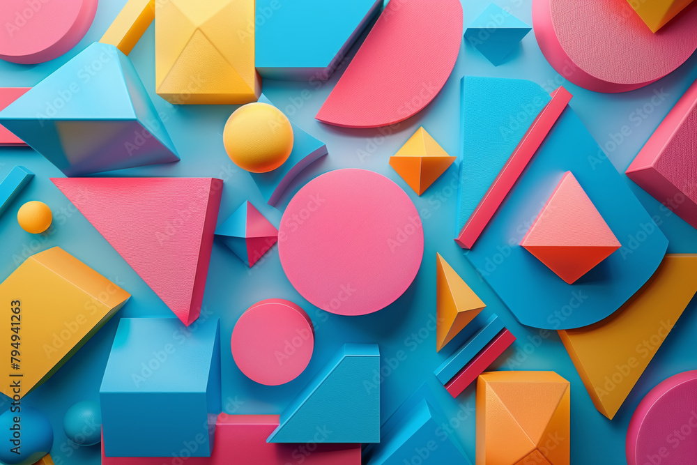Vibrant background features an array of different shapes and sizes ...