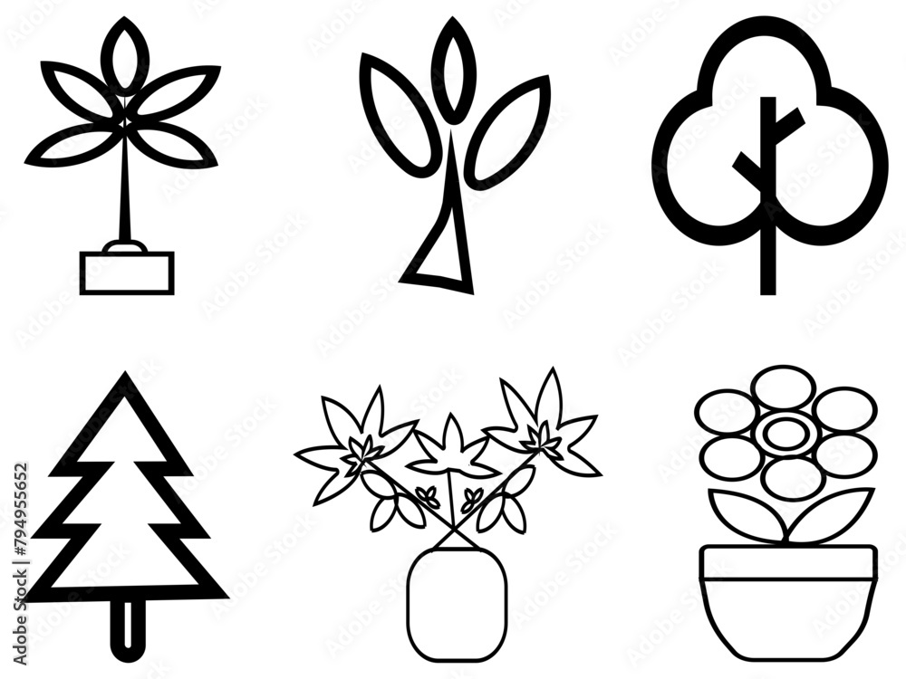 Plant growing line icons set. Spring growth stage, seeds, seedling ...