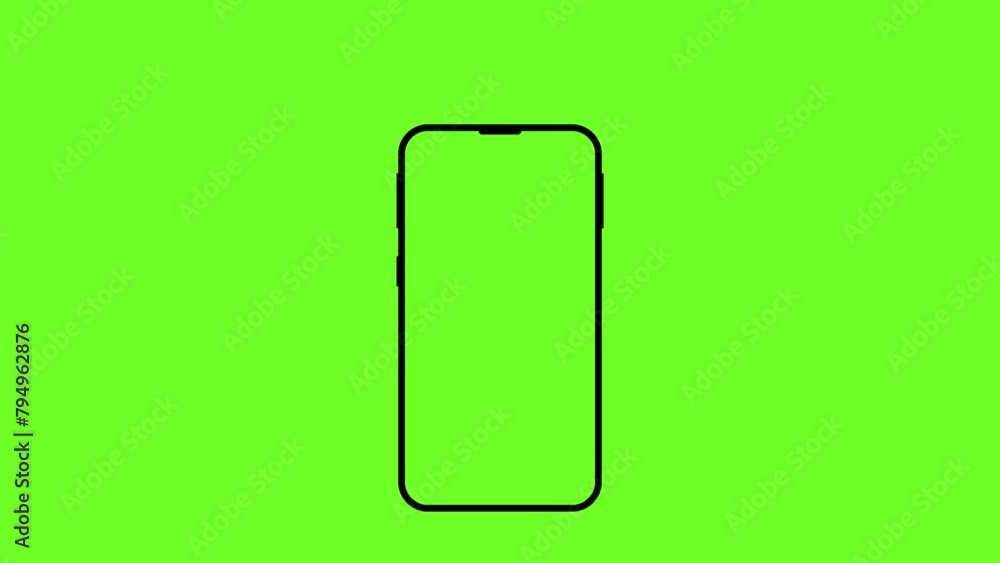 phone with green screen isolated on green chroma background animation ...