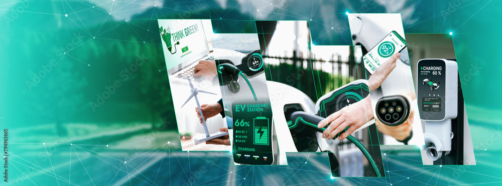 EV electric car vehicle charging and sustainable LCA green energy ...