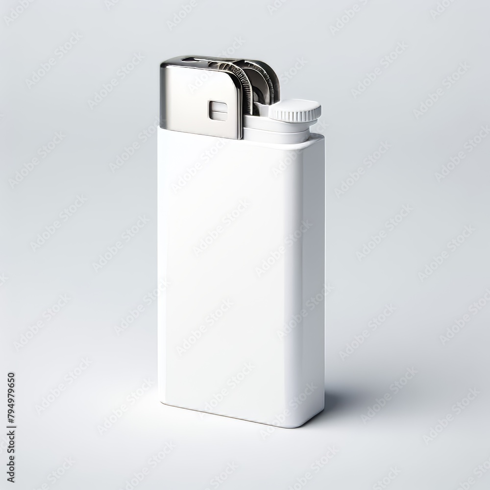 White blank gas lighter mock up stand isolated. Empty surface cigar ...