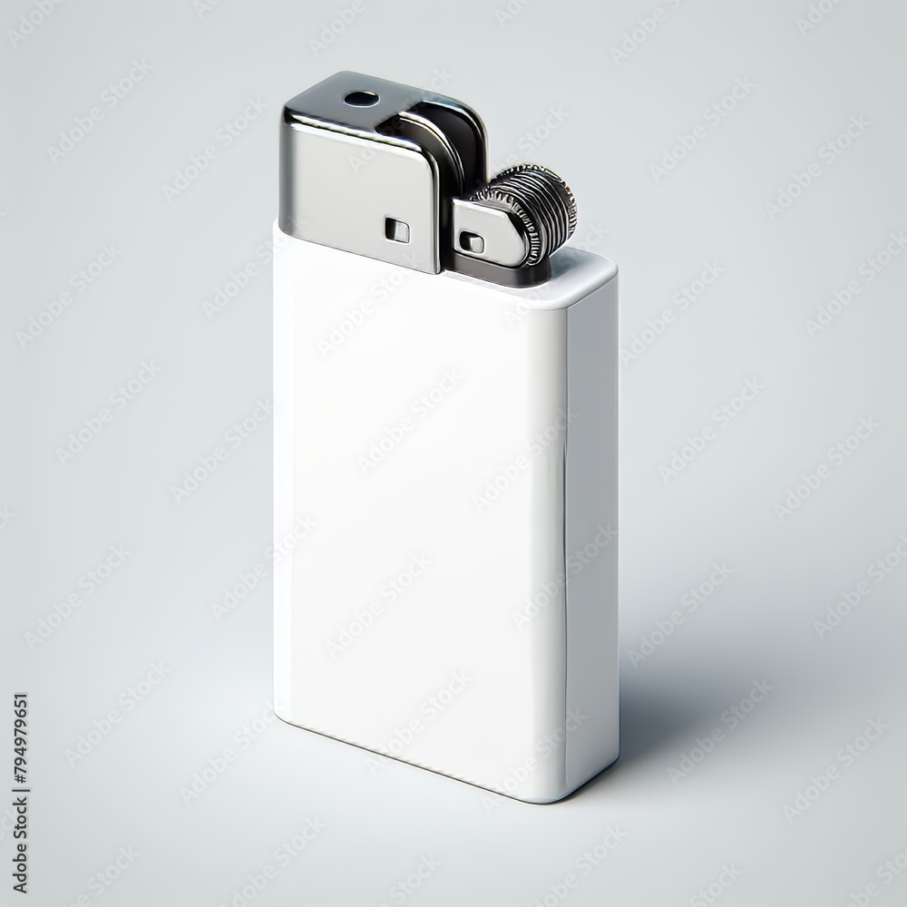 White blank gas lighter mock up stand isolated. Empty surface cigar ...