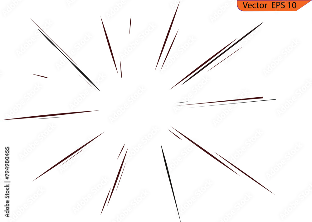 Background of comic book action lines. Speed lines frame, isolated on ...