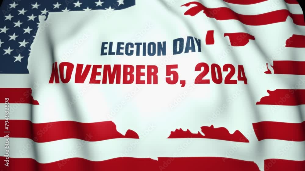 Waving flag, presidential election day in US on November 5, 2024 ...