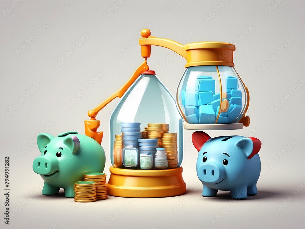 Savings Scale Up: 3D Icon Depicting Growth Potential of Different ...