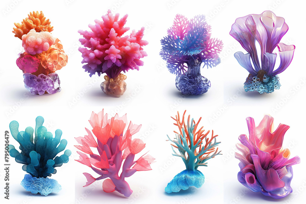 a various of a sea life, coral ,plant, aquatic, jellyfish and plankton ...