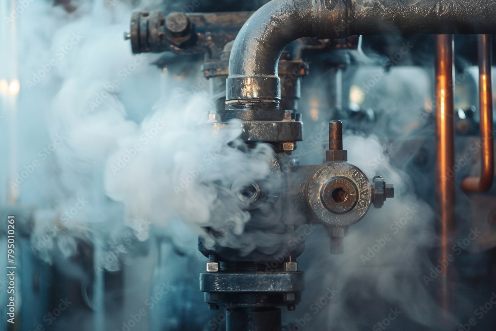 Detailed view of steam escaping a pressure valve, demonstrating real ...
