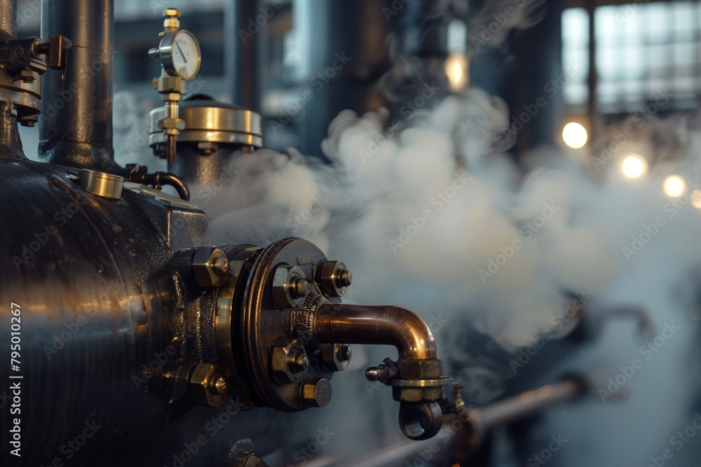 Detailed view of steam escaping a pressure valve, demonstrating real ...