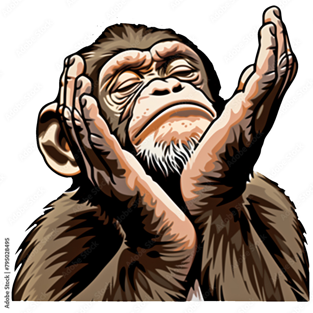 Cute monkey clapping hands Generative Ai Stock Illustration | Adobe Stock