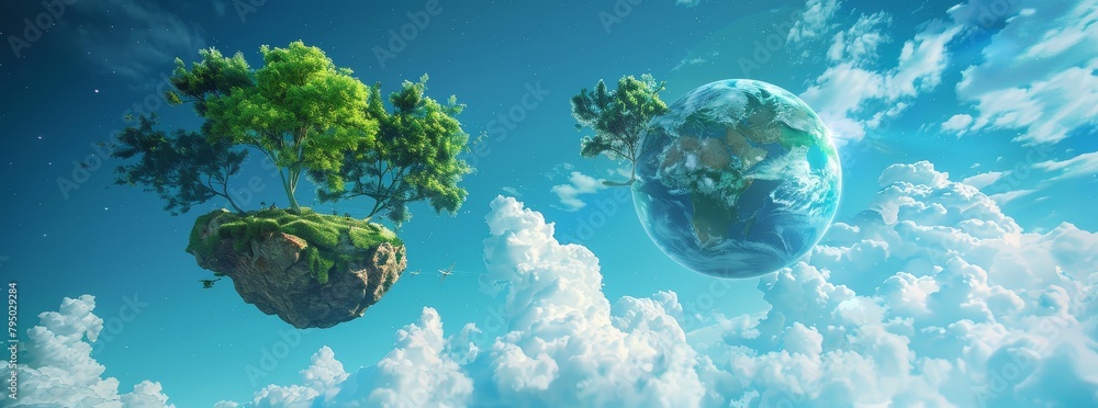 floating earth concept art, surreal world illustration, digital art of ...