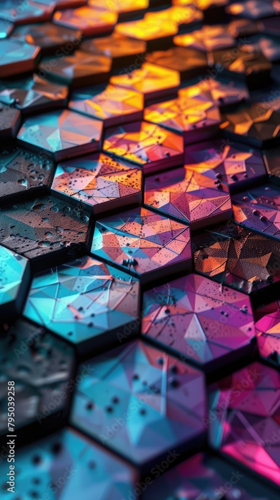 Heat sensitive hexagons that change colors based on temperature in 3D ...