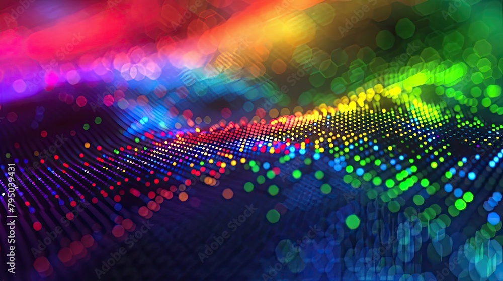 Rainbow pixels randomly dispersed on a digital screen effect Stock ...