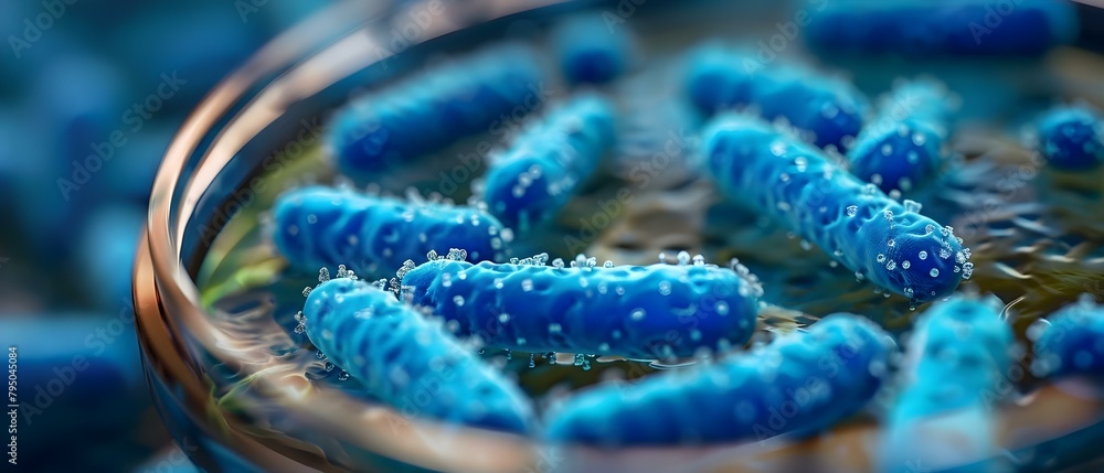 Research scientist studying gut bacteria under microscope for health ...