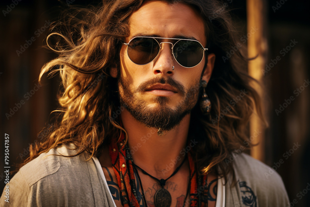 Funky hippie person with big chevelure volume hairstyle dreadlocks at ...
