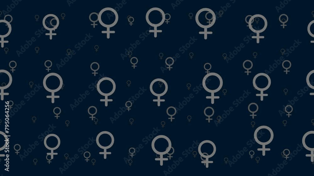Venus symbols float horizontally from left to right. Parallax fly ...