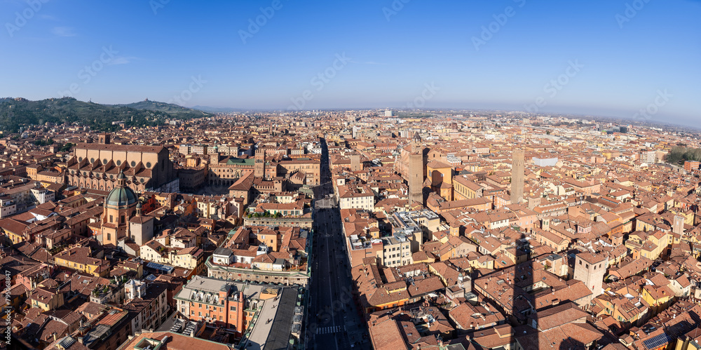 This large panorama showcases Bologna historic city center with its ...