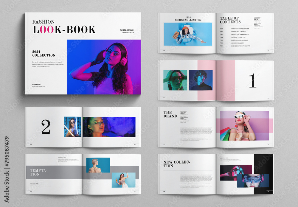 Fashion Lookbook Template Design Layout Landscape Stock Template ...