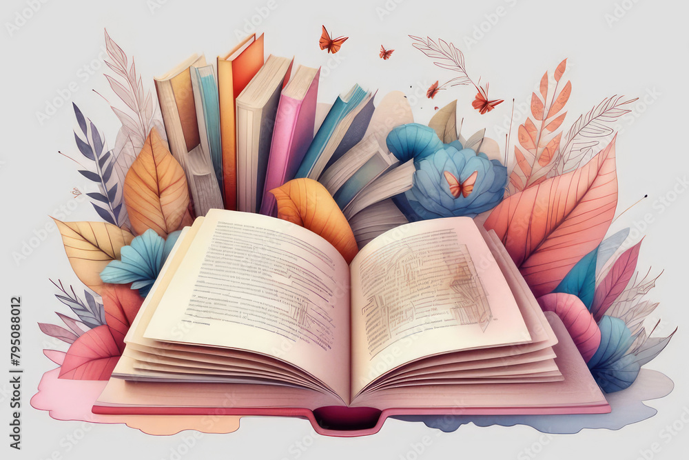 Open book Invitation background for readers. Stock Illustration | Adobe ...