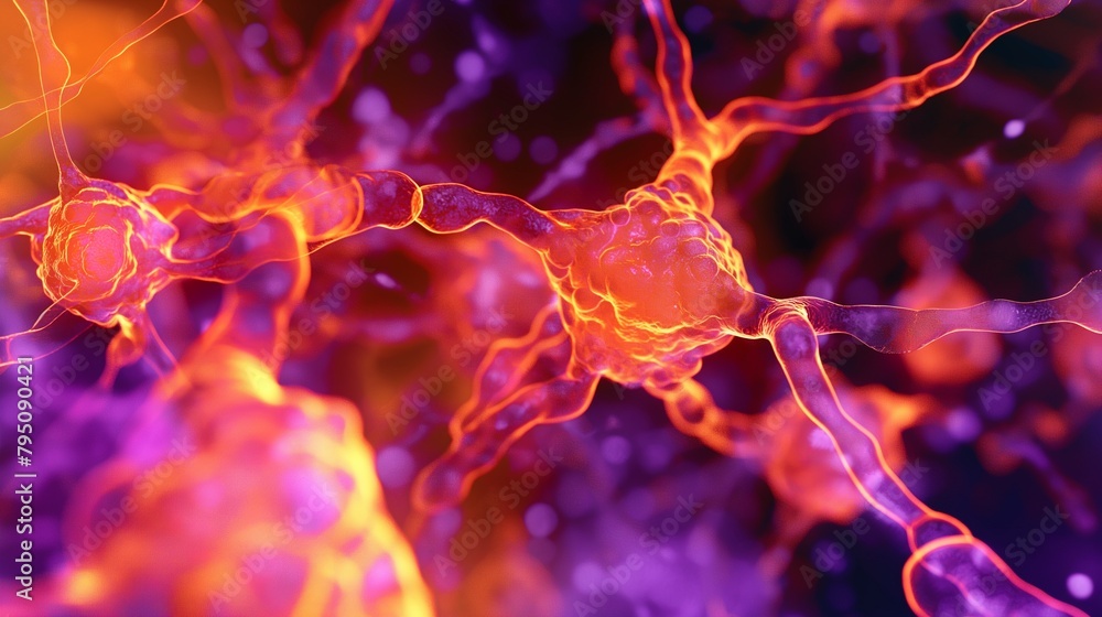 inflamed human lymph node under a microscope, inflamed tonsils, lymph ...