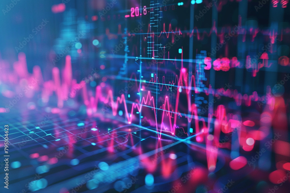 Heartbeat waveform with AI code background a close view of modern heart ...