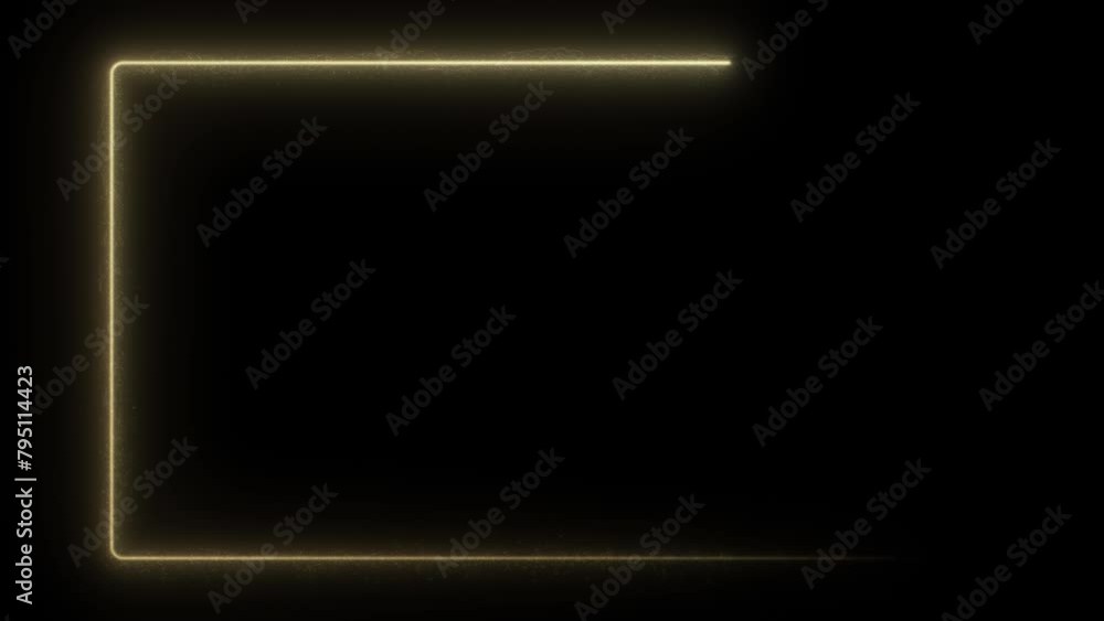 Animated sparkling glowing gold rectangle frame background. Bright ...