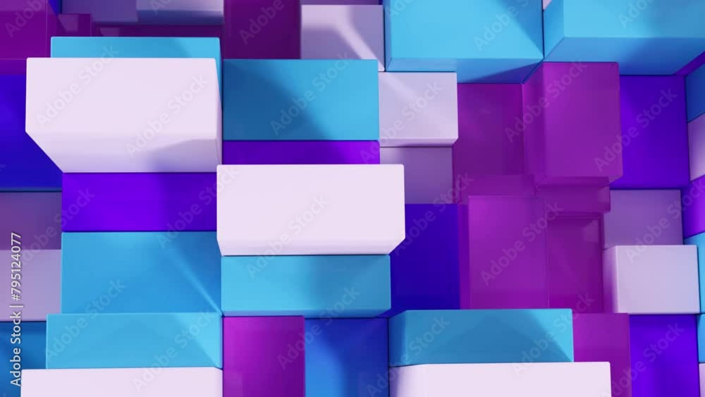 Abstract blue and purple 3D background filled with cubes that are ...