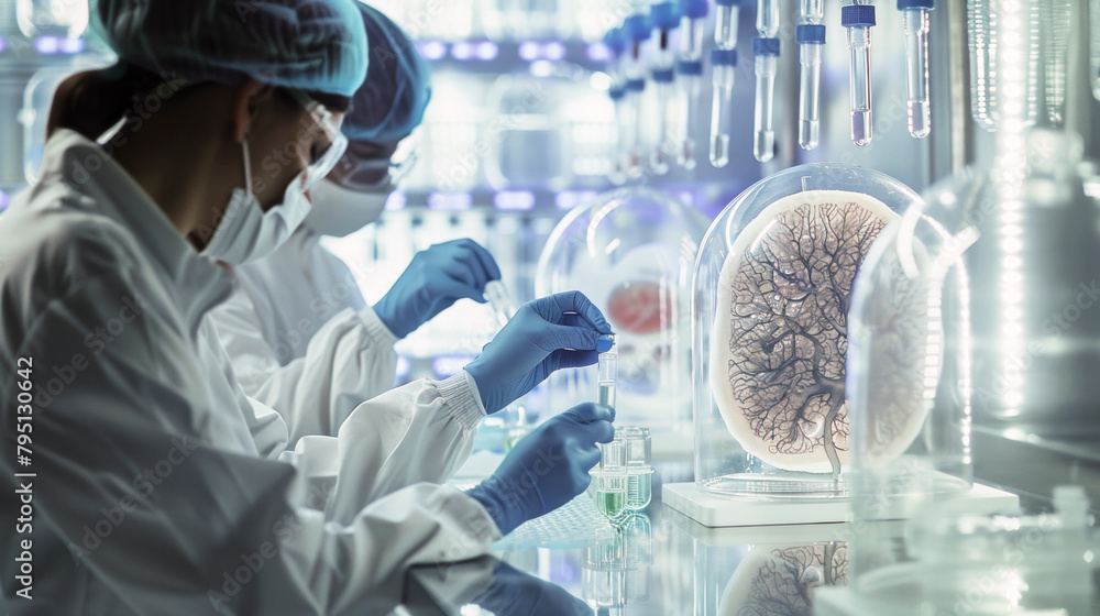 Scientist studying human kidney model in laboratory environment Stock ...