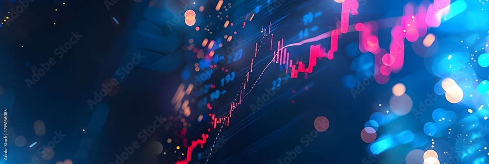 Alt text: "Blue background stock market chart - vector art illustration ...