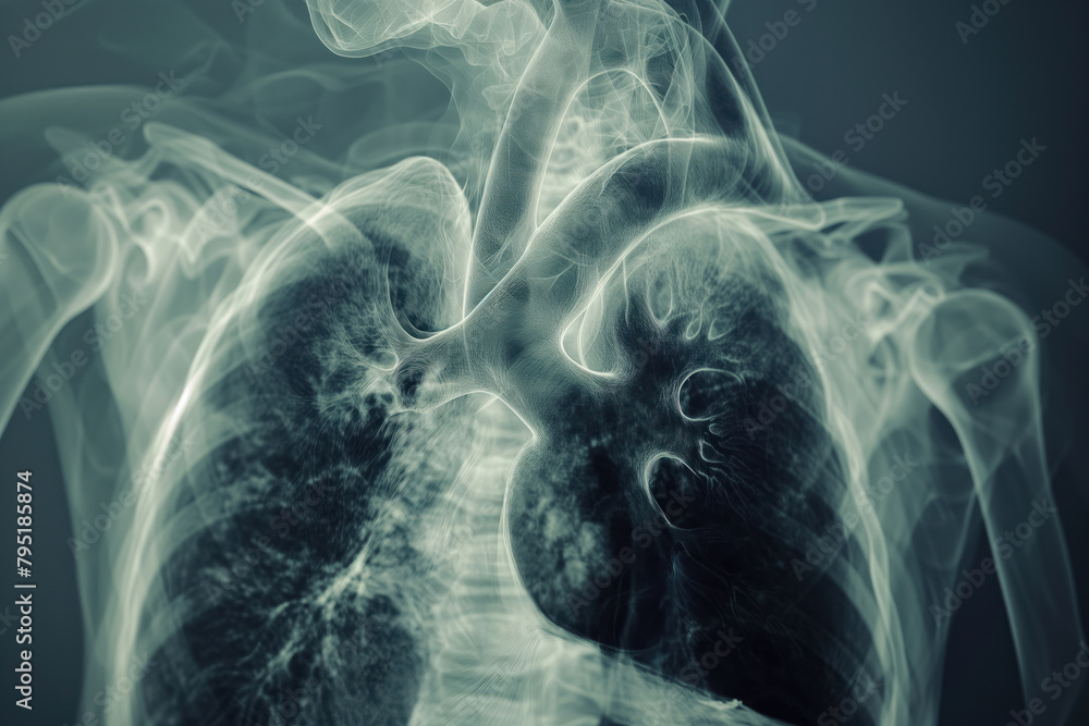 Foto de Chest X-ray radiography rendered in 3D by pulmonologist viewing ...