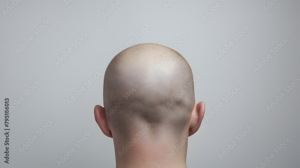 Close-up of man's bold head showing clear signs of a receding hairline ...